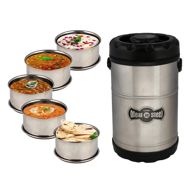 Jaypee Plus Meal in Steel 5 Stainless Steel Insulated Lunch Box, 2.7 ...